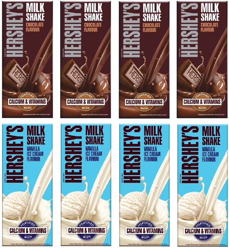 HERSHEY'S Milkshake Chocolate & Vanilla Ice Cream Flavour - Pack of 8 ...