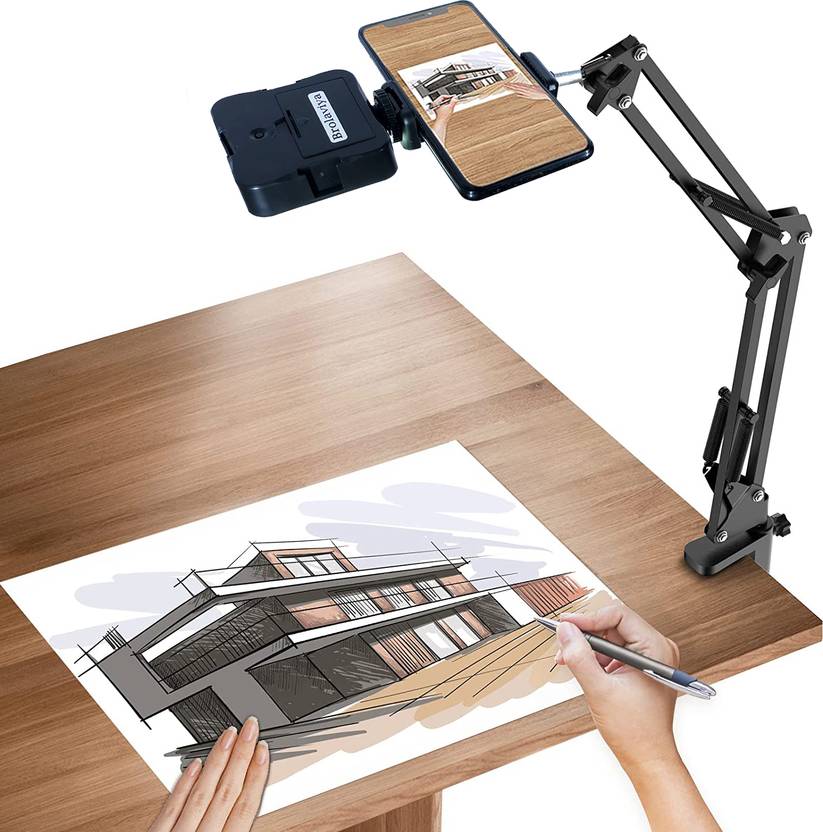 BROLAVIYA Overhead Mobile Stand with LED Video Light, Metal Long Arm,1/ ...