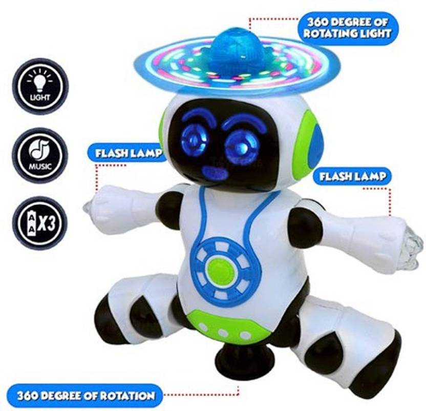 Toyvala Dancing Robot With Music, 3D Flashing Lights,360° Rotation Toy Robot For Kids-AN ...