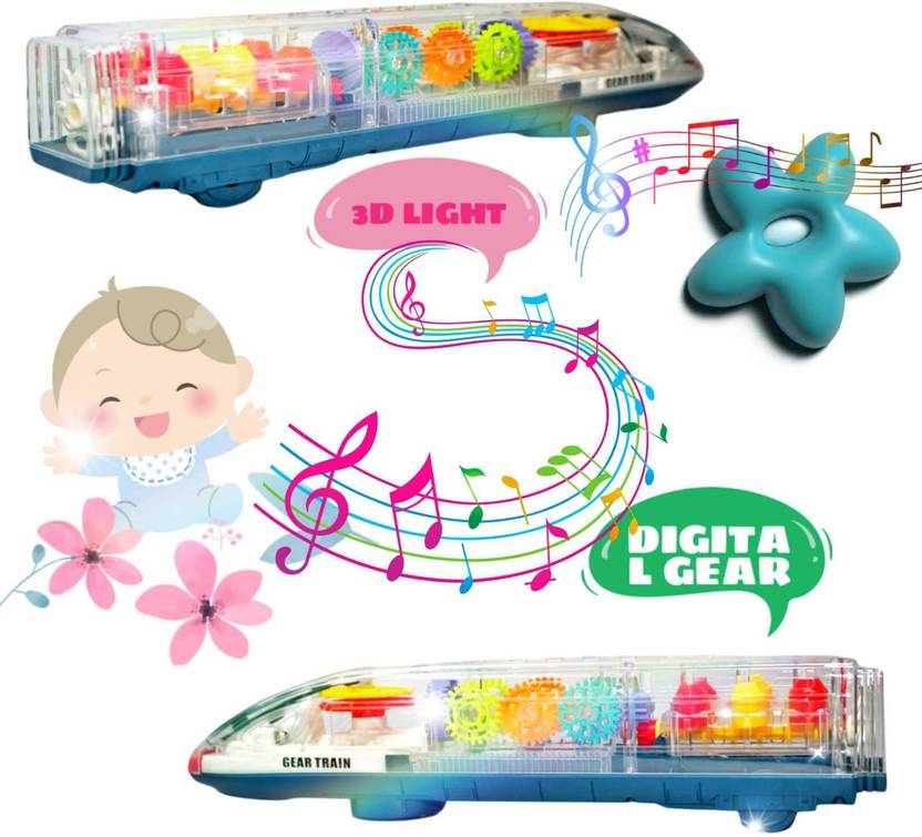 TRIPLEONE Musical Train Toy 360 Degree Rotating Plastic Transparent ...