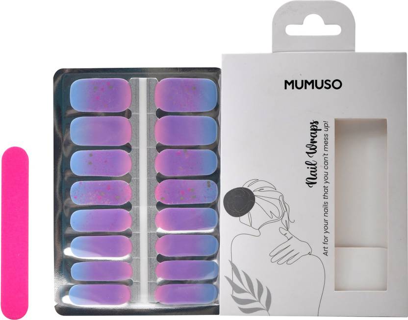 Mumuso Ombre Sky Nail Wraps | Art Polish Stickers | Decals for finger ...