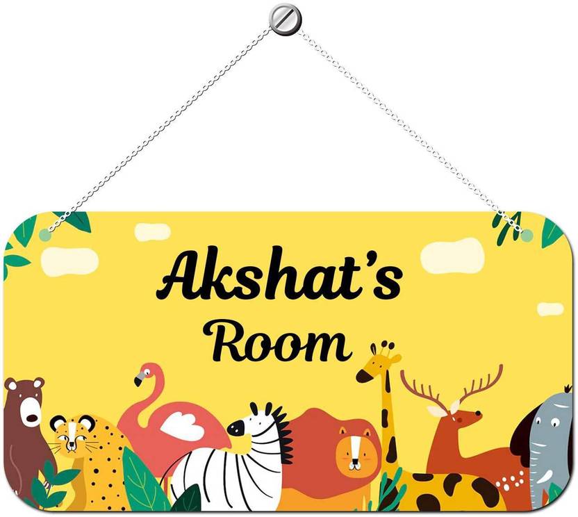 ARTBUG Wooden Akshat Door Sign Kids Room Name Plate Price in India ...