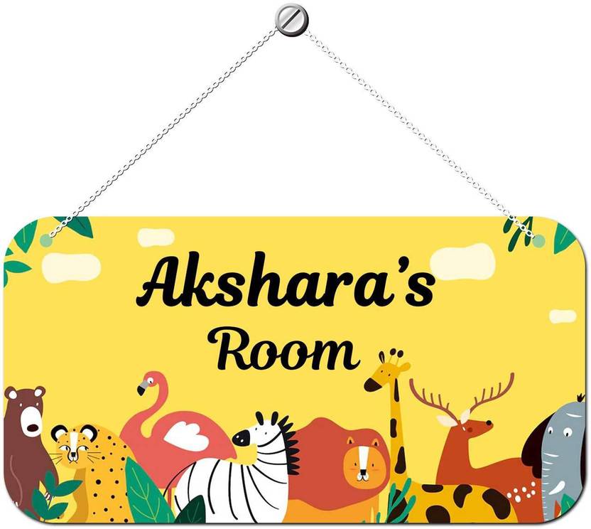 ARTBUG Wooden Akshara Door Sign Kids Room Name Plate Price in India ...