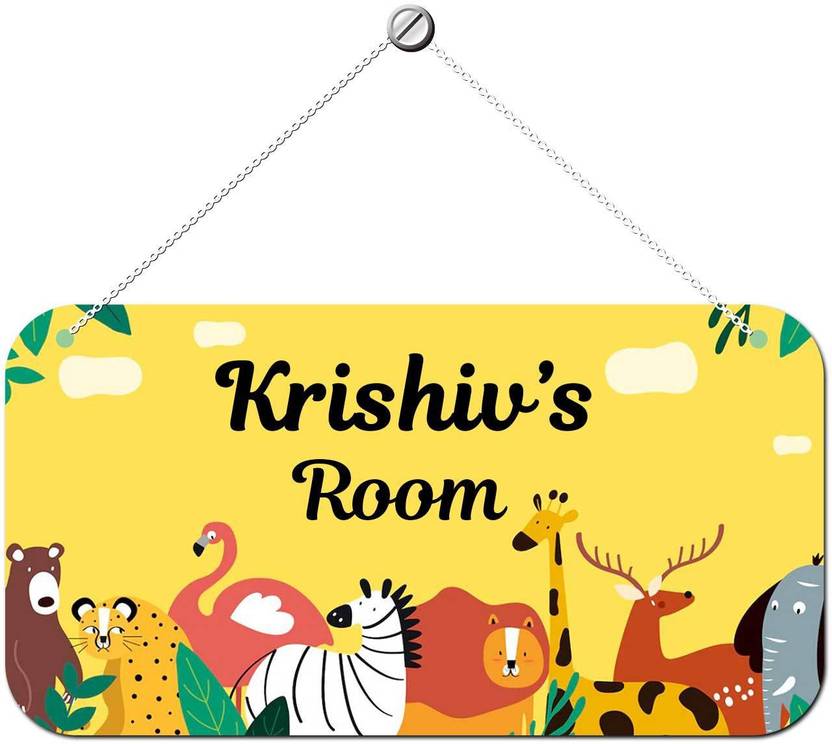ARTBUG Wooden Krishiv Door Sign Kids Room Name Plate Price in India ...