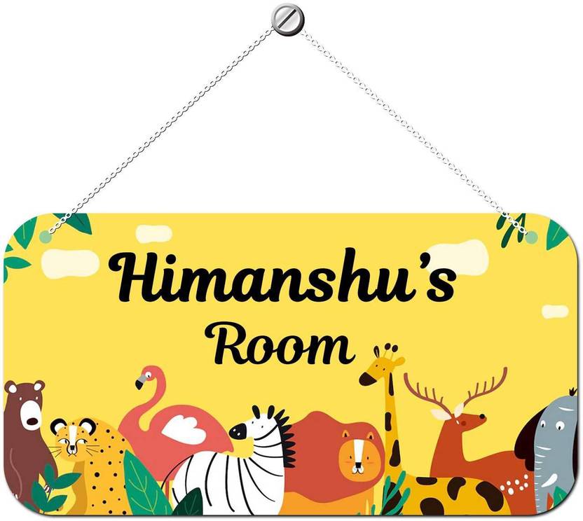 ARTBUG Wooden Himanshu Door Sign Kids Room Name Plate Price in India ...