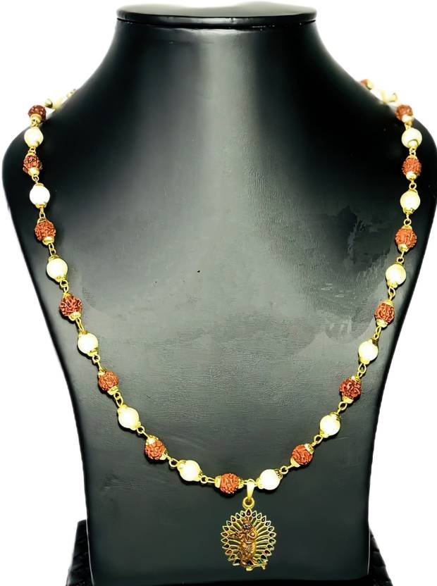shri haridas Shri Krishna Rudraksh White Moti Mala Fabric, Rudraksha ...