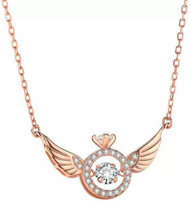AKISON ANGEL WINGS DIAMOND STUDDED ROSEGOLD NECKLESS Diamond Stainless ...
