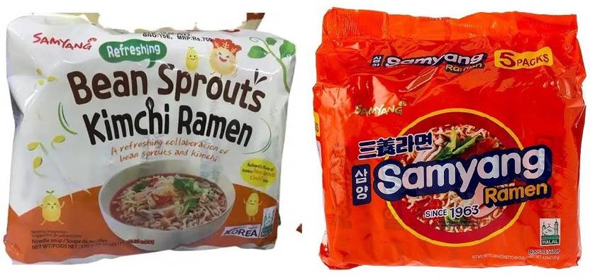 Samyang Refreshing Bean Sprout's Kimchi Ramen&Original -(Pack of 10 ...