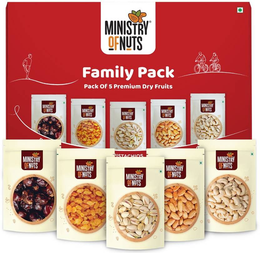 Ministry Of Nuts Pack Of 5 Dry Fruits Almonds 150g,Pista 125g,Cashews 150g,Raisins 150g ...