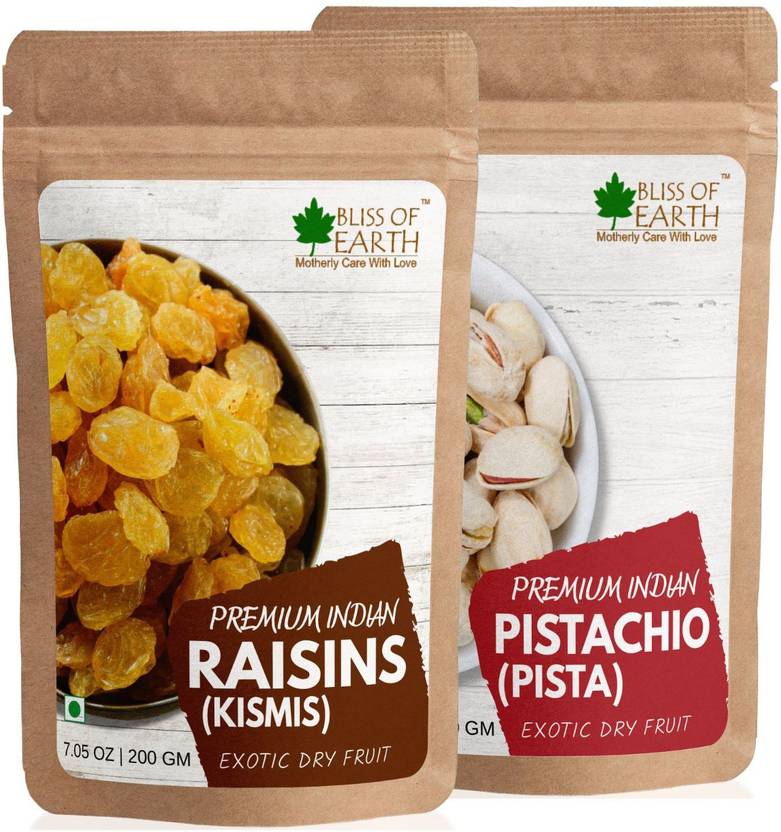 Bliss of Earth Indian Pistachio Pista + Raisins Kismis Seedless Dry ...