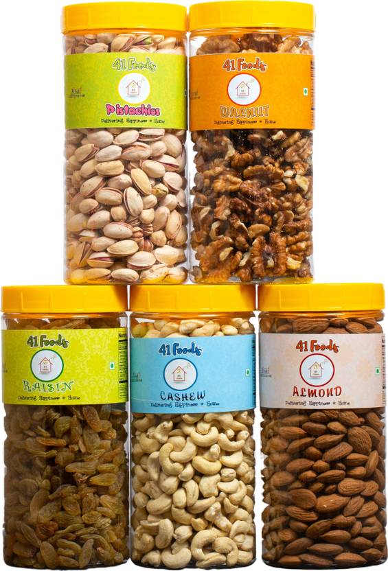 41 foods Dry fruits combo pack of Healthy 5 Kaju Pista Badam Akhrot ...