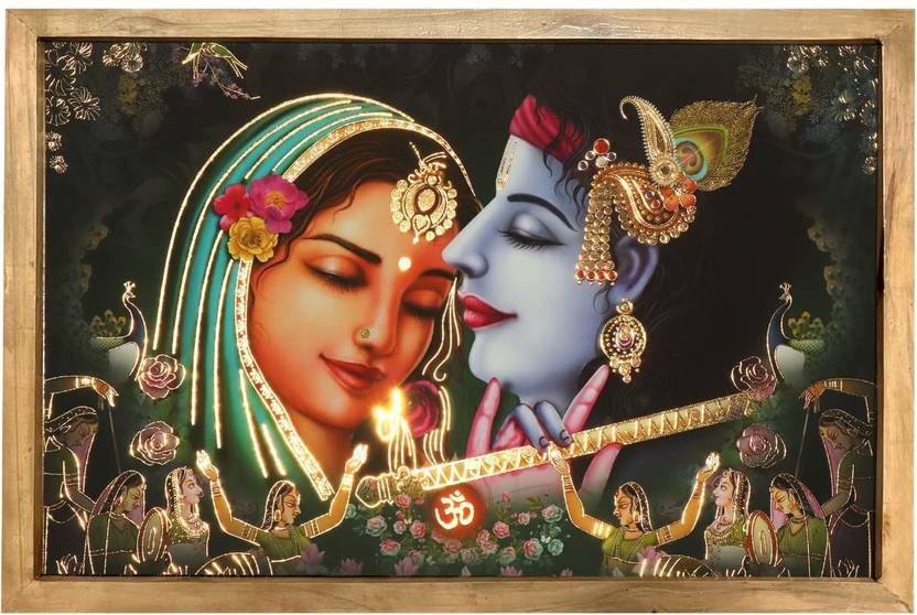 TheCraftHunt Radha Krishna Painting With Frame - 3d Scenery Wall ...