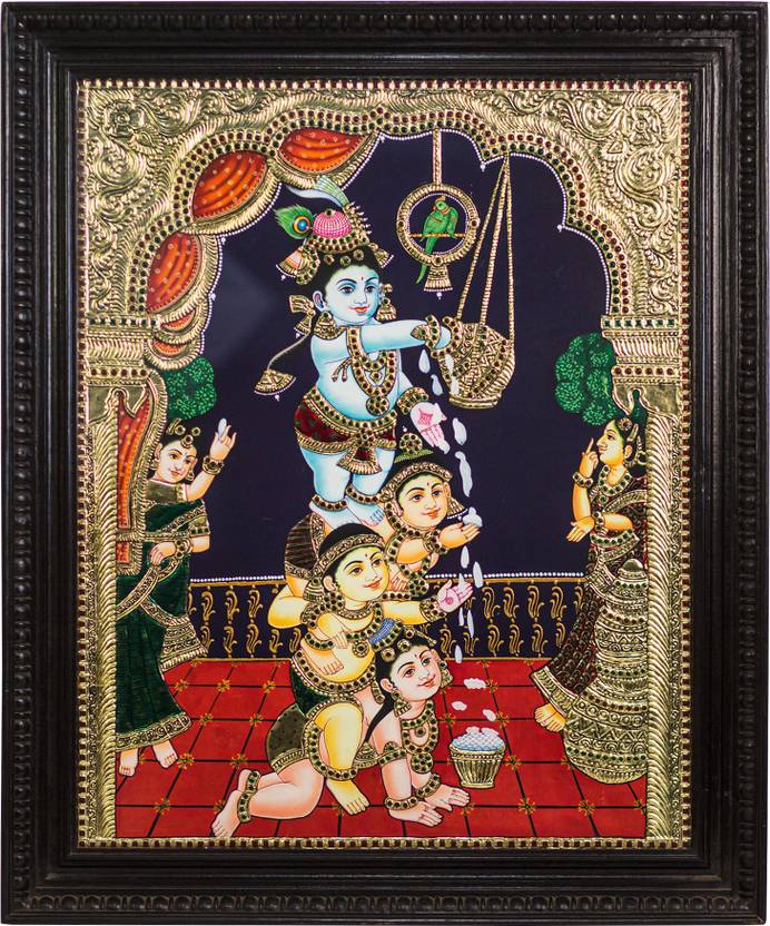 Mangala Arts Mangala Arts Uriyadi Krishnar Tanjore Painting, High ...