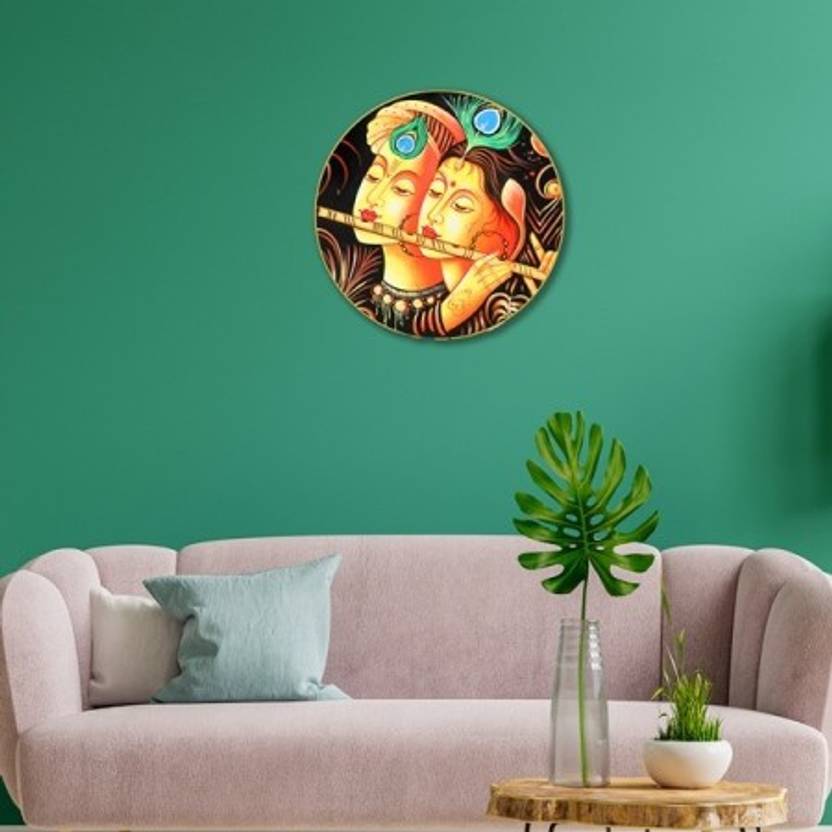 INDUS TRIBE LORD KRISHNA PAINTING WITH METAL FRAME Canvas 20 inch x 20 ...