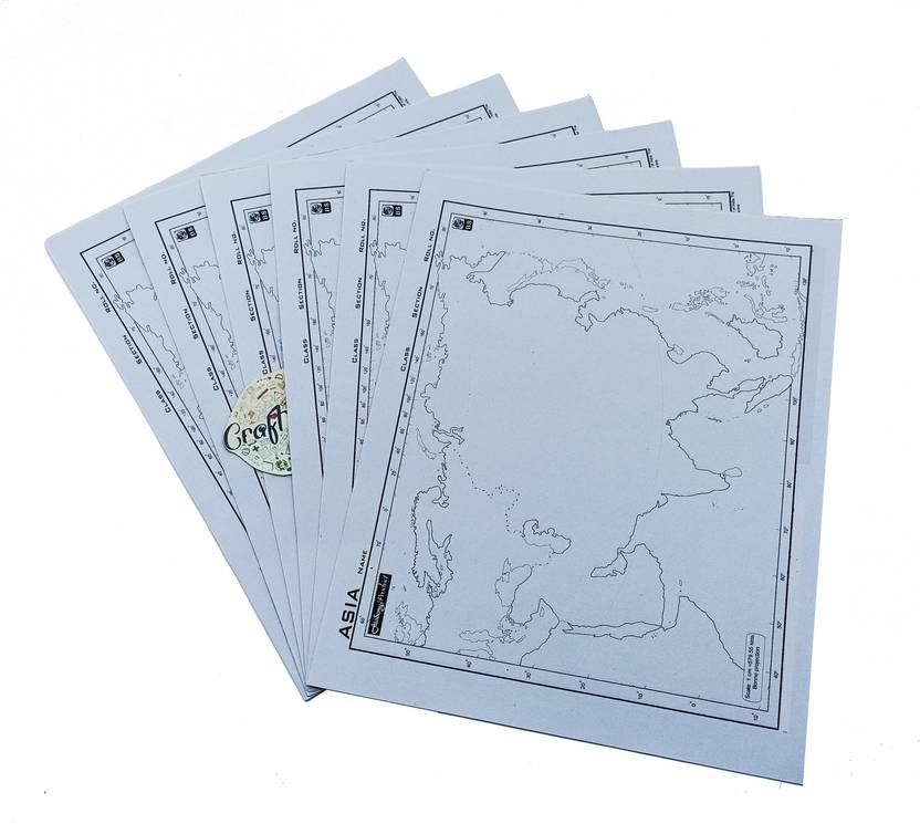 Flipkart.com | CRAFTWAFT OUTLINE MAP OF ASIA BLANK A4 67 gsm Project ...