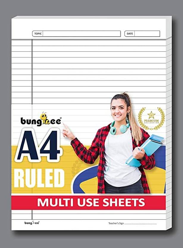 Flipkart.com | Bungbee A4 Ruled Sheets, Non Punched 50 Sheets, Single ...