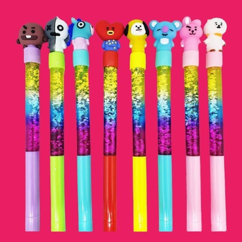 KLASSYWORLD GLITTER GelPen, BT21 & BTS Design Pen For Birthday Return ...