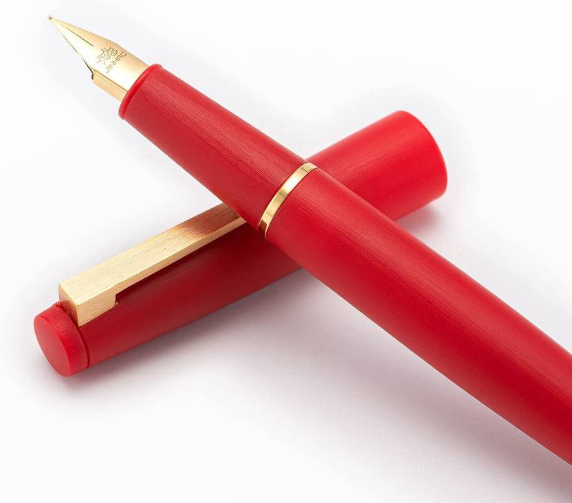 Levin 80 Red Fiber Brushed Fountain Pen,Iridium Extra Fine Gold Nib ...