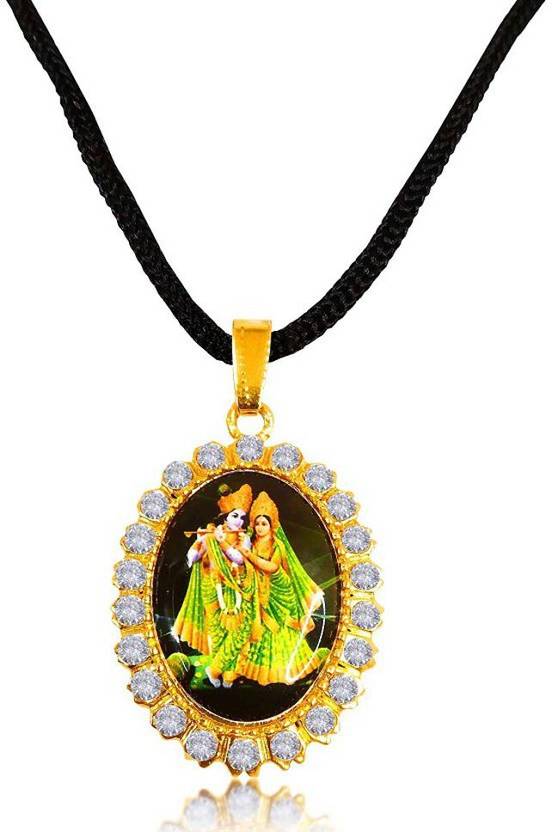 Utkarsh Oval Nug Lord Shri Radha Krishna With Basuri Locket Pendant ...