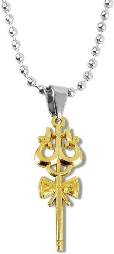 Adhvik Golden Lord Shiva Mahadev Mahakaal Shankar Trishul Damru Locket ...