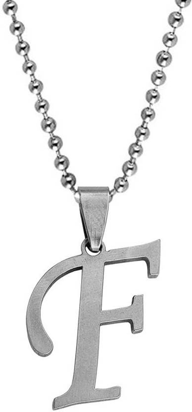 Adhvik Silver Name English Alphabet 'F' Letter Locket Pendant Necklace ...