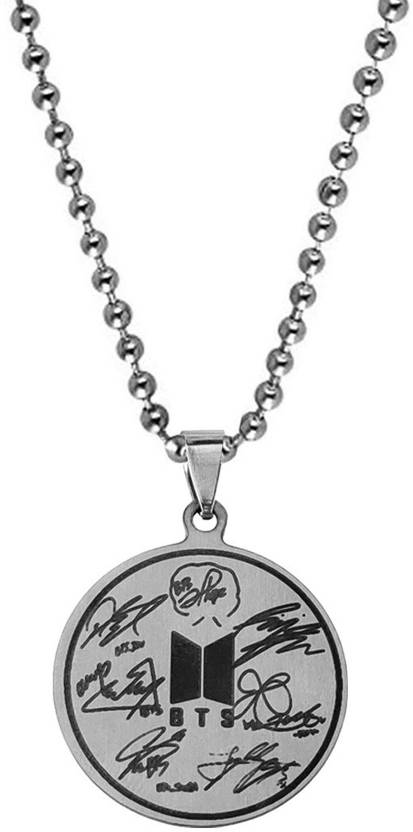 M Men Style BTS Members Sign Pendant Necklace Sterling Silver Stainless ...