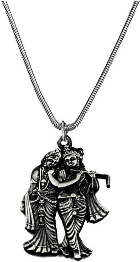 AFH Radha Krishna Grey Locket with Snake Chain Pendant For Men,Women ...