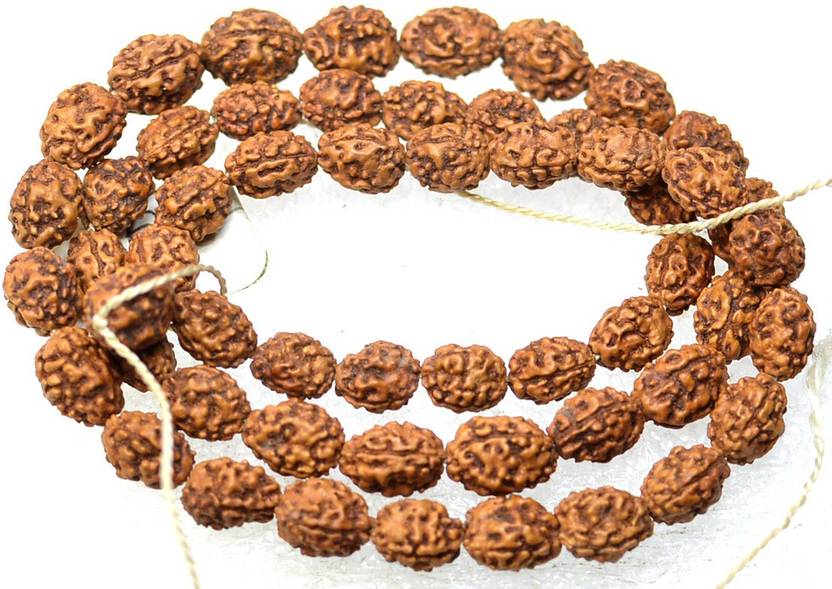 aksaya marketing Natural 3 mukhi rudraksha mala with lab certified Wood ...