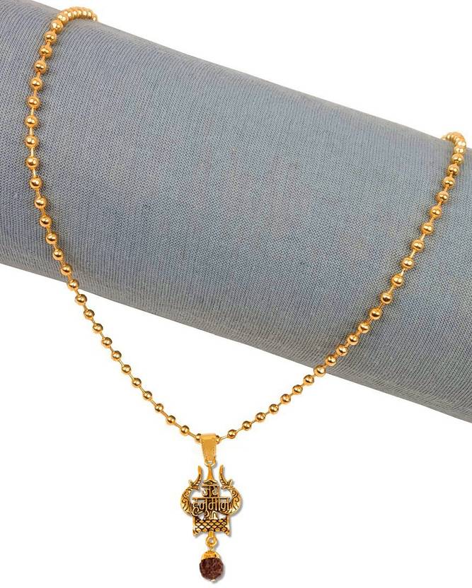 Uniqon Golden Rudraksha Shri Jai Hanuman Trishul Damru Shiva Pendant ...