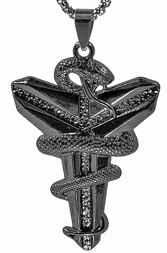 THE MEN THING Black Mamba Pendant with 24inch Chain, European Style ...