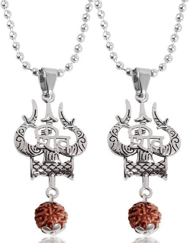 Stylewell Set Of 2 Silver Rudraksha Trishul Shiva Mahadev Mahakaal ...