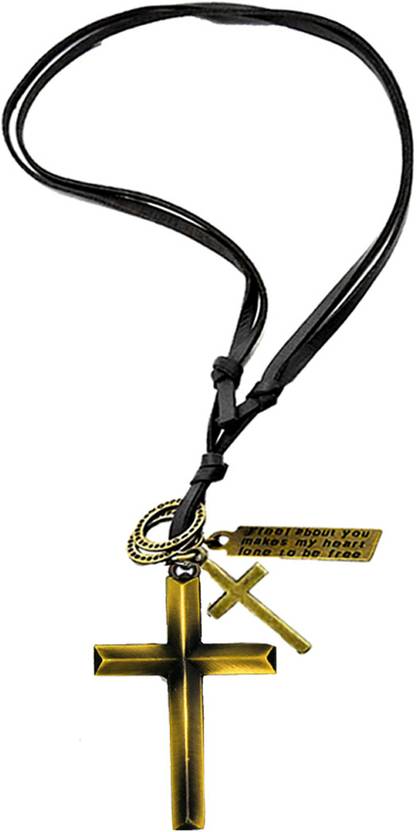 AFH Holy Jesus Christ Crucifix Cross Leather Cord Chain Bronze Pendant ...