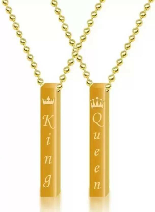 Dee Gee's mart 3D Gold Coated King Queen Crown Vertical Stick Cuboid ...