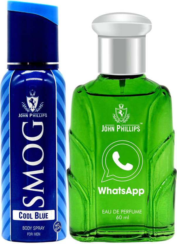 Buy John Phillips SMOG COOL BLUE DEO & WHATSAPP | Long Lasting | Combo ...
