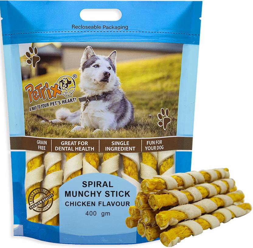 Petrix Spiral Munchy Sticks Chicken Flavour Dog Chew Treats Sticks for ...