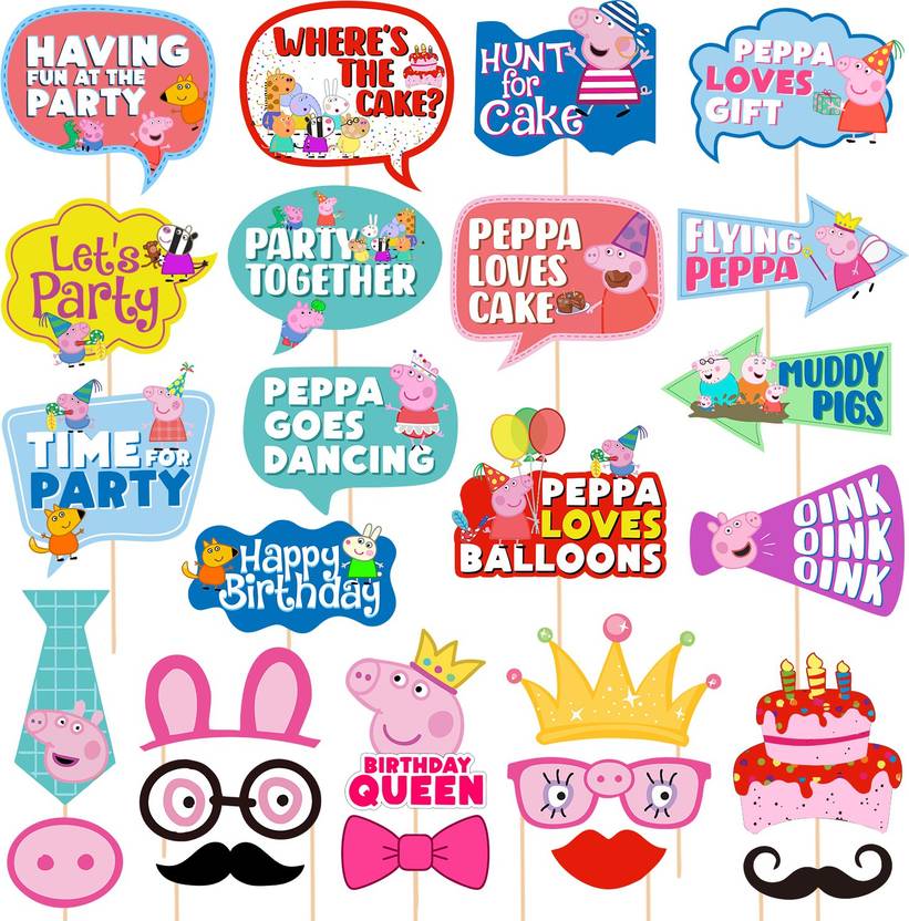 ZYOZI 26 Piece Peppa Pig Props Peppa Pig Party Props,Peppa Pig Birthday ...