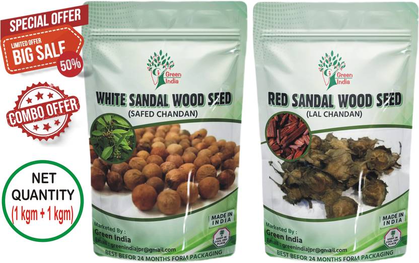 Green India White Sandalwood (Safed Chandan) & Red Sandalwood (Lal ...