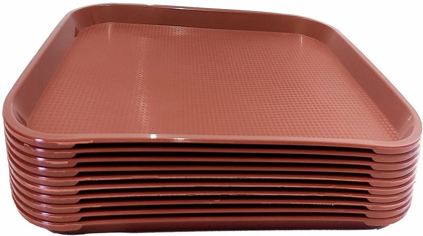 SMART SLIDE 12”x16” Plastic Cafeteria Brown Pack of 10/Fast Food Tray ...