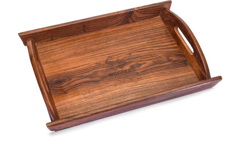 woodero Handcrafted Premium Mahogany Finish Wooden Coffee Tray - Size ...