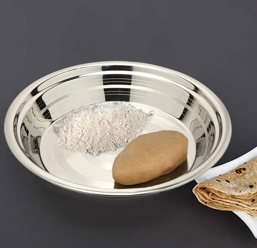 SAUBHAGYA Stainless Steel Aata Parat, Atta Dough Flour Kneading Mixing ...