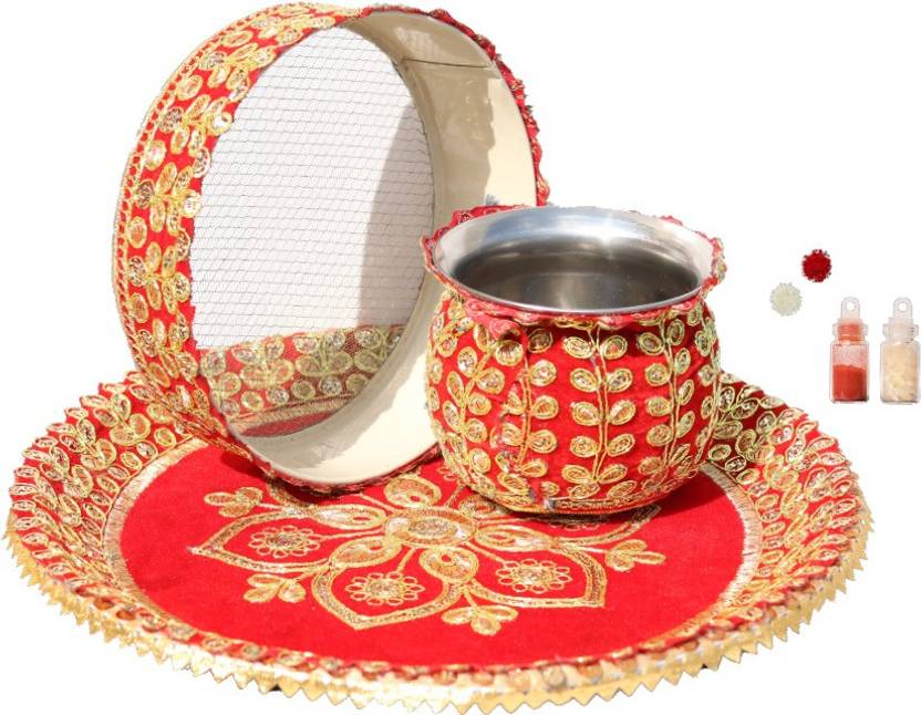 Onestore India Handcrafted Designer Karva Chauth Pooja Set Thali, Karva ...