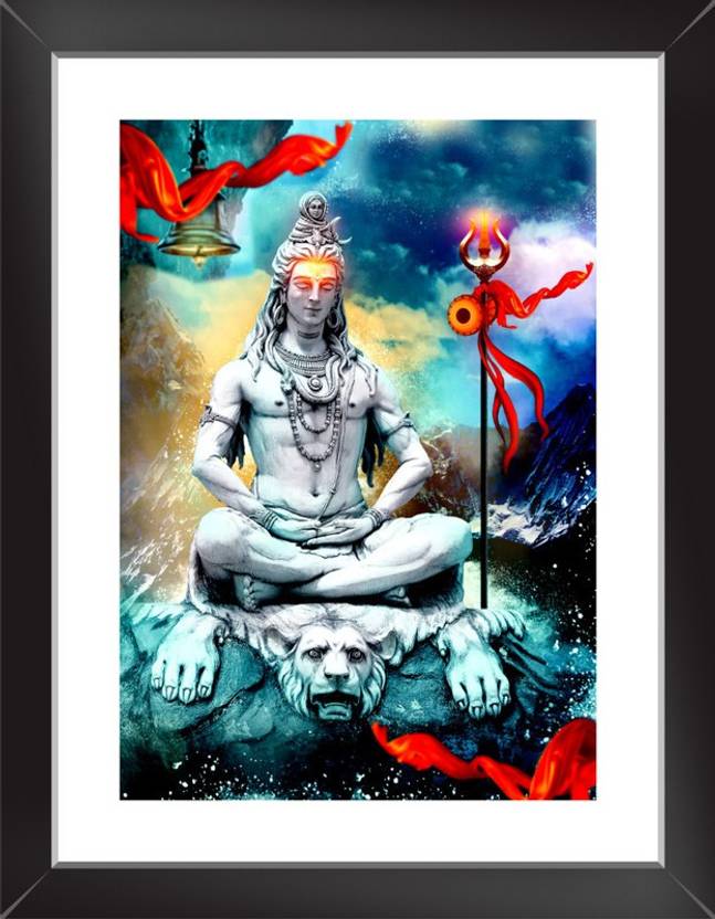 Lord Shiva Wall Poster With Framed For Home & Office Decor Print On ...