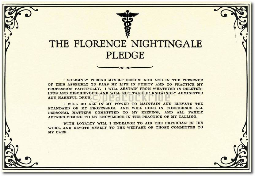 The Florence Nightingale Pledge I Doctor l Wall Poster A4 Fine Art ...