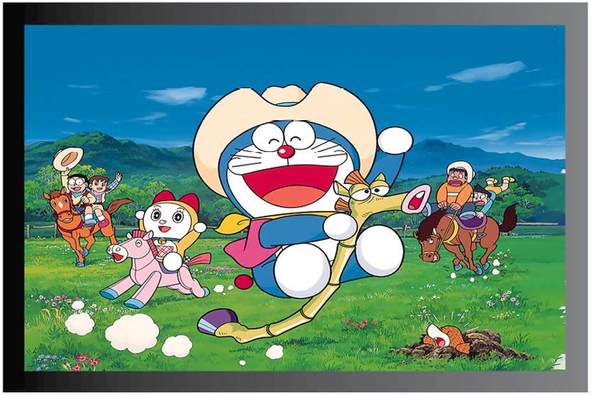 Doraemon Cartoon Poster with Frame Gloss Lamination M17 Paper Print ...