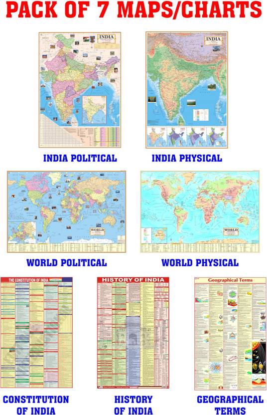 India & World Map ( Both Political & Physical ) with Constitution of ...