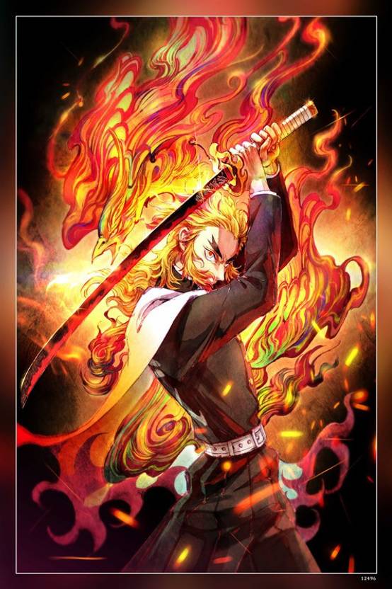 Kyojuro Rengoku Katana Kimetsu No Yaiba Matte Finish Poster Paper Print ...