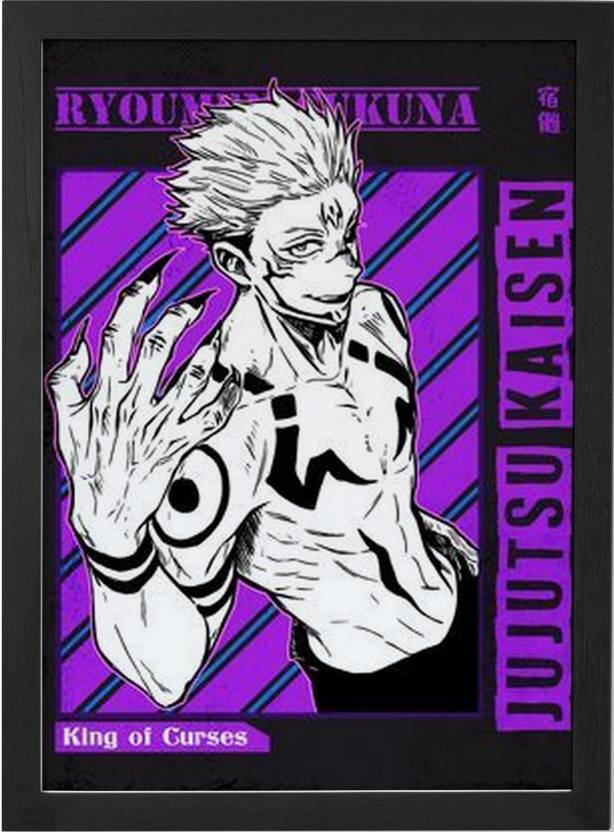 jujutsu kaisen poster with frame sukuna poster (Size_13x9.8 inch) Paper ...