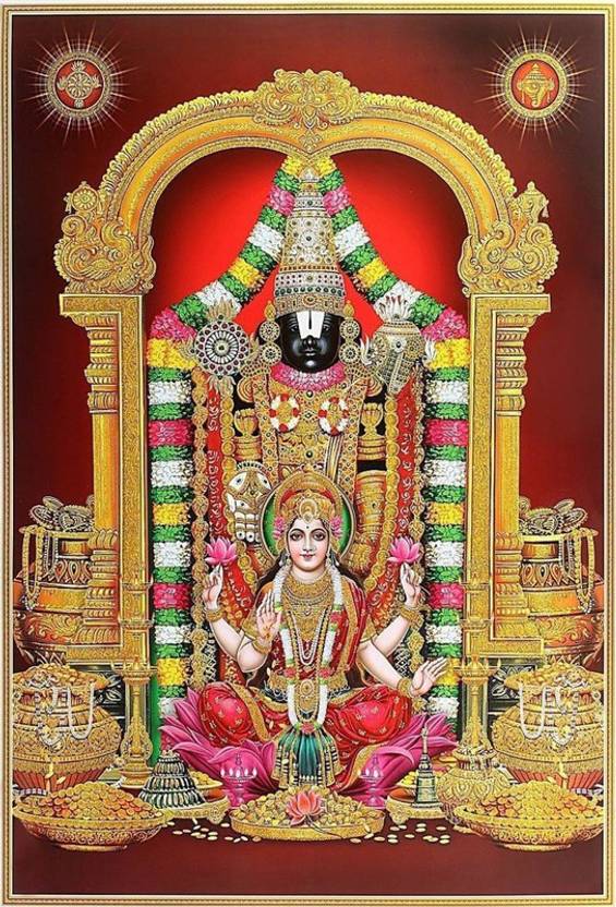 Poster Golden Zari Art Work Photo Of Tirupati Balaji Laxmiji (13x19 ...