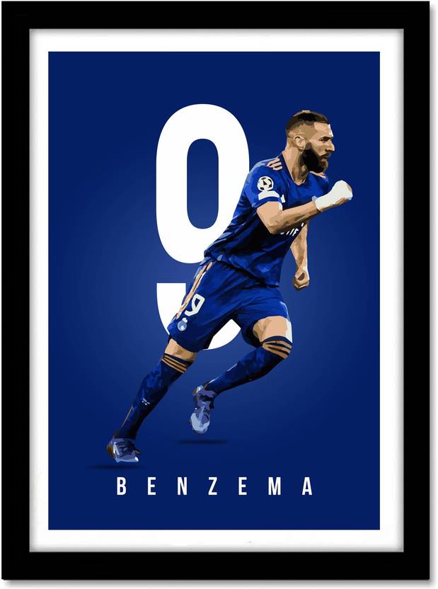 Benzema Large Framed Poster for Room & Office(13x19 inch,Framed) Paper ...
