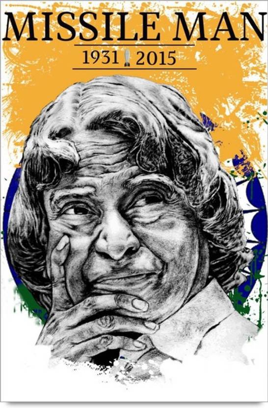 Poster Apj Abdul Kalam Missile Man Laminted (Large Print, 36x24 Inches ...